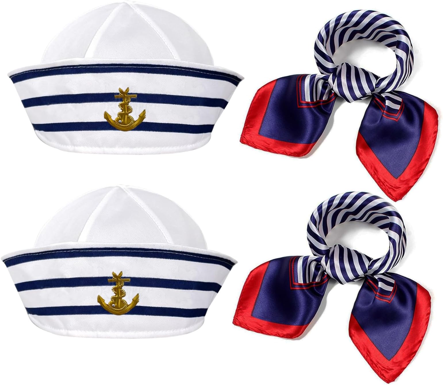 EULAPGOE 4 Piezas De Rayas Marinero Sombrero Y Pañuelo Conjunto ...