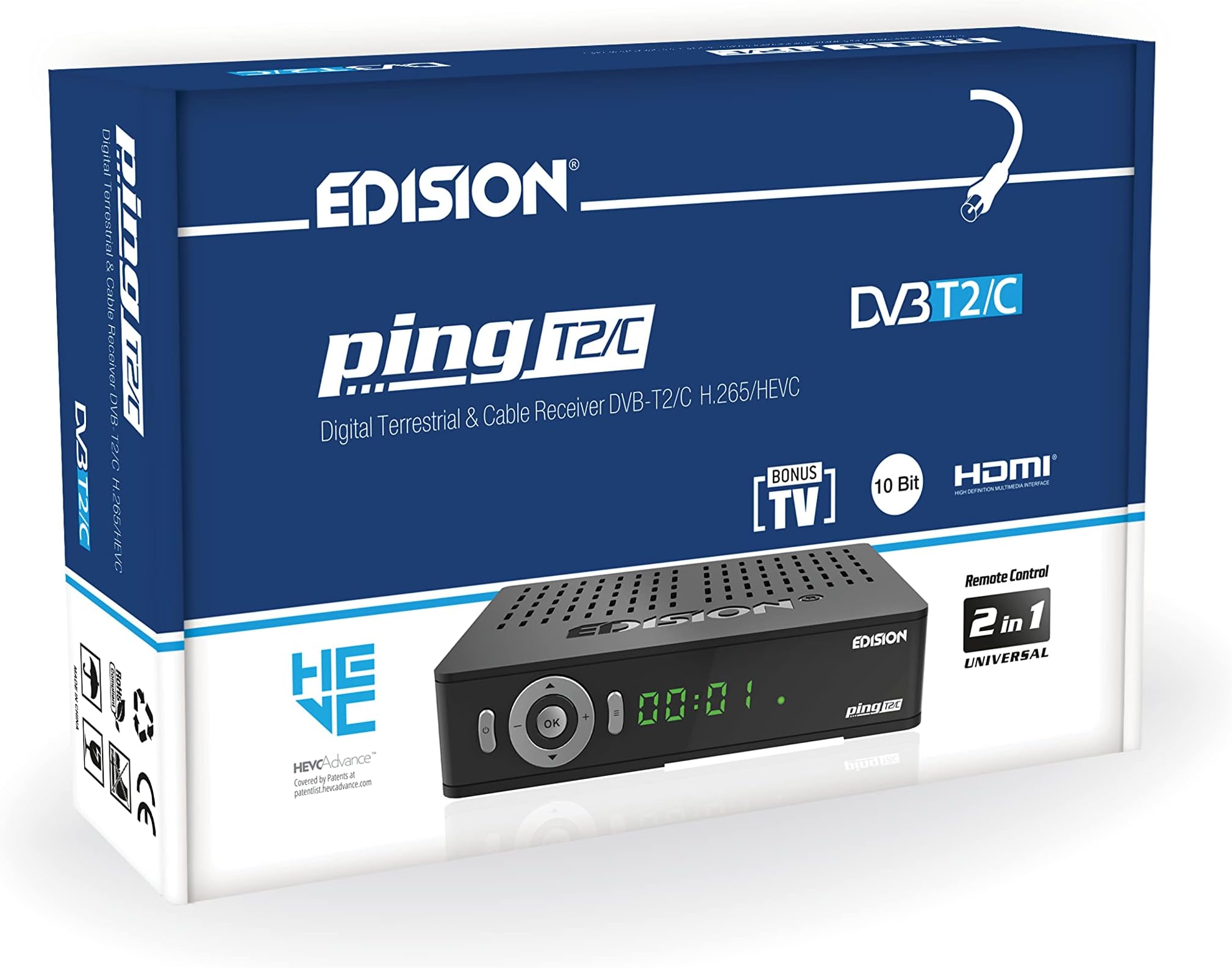 EDISION PICCO T265+ Decoder Digitale Terrestre 2024 Full HD DVBT2 H265 HEVC 10 Bit Bonus TV, FTA ...