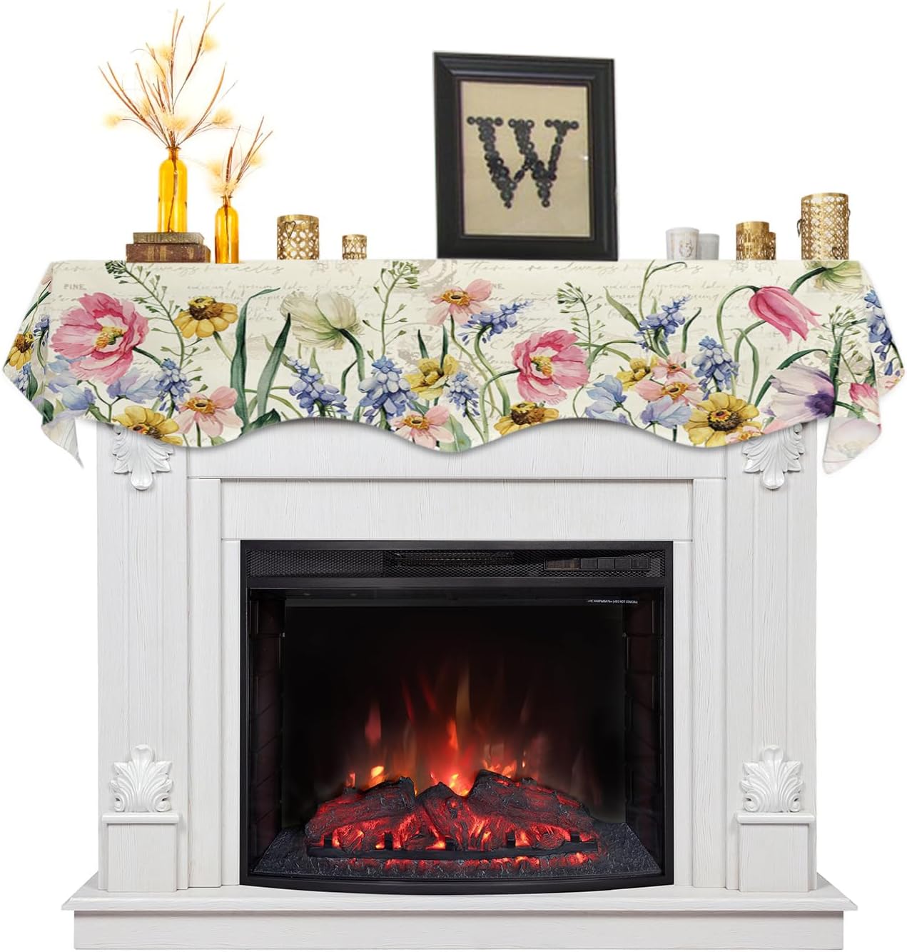 Amazon.com: Victoroes Mantle Scarf 70 x 17 Inch, Spring Flowers Wild ...