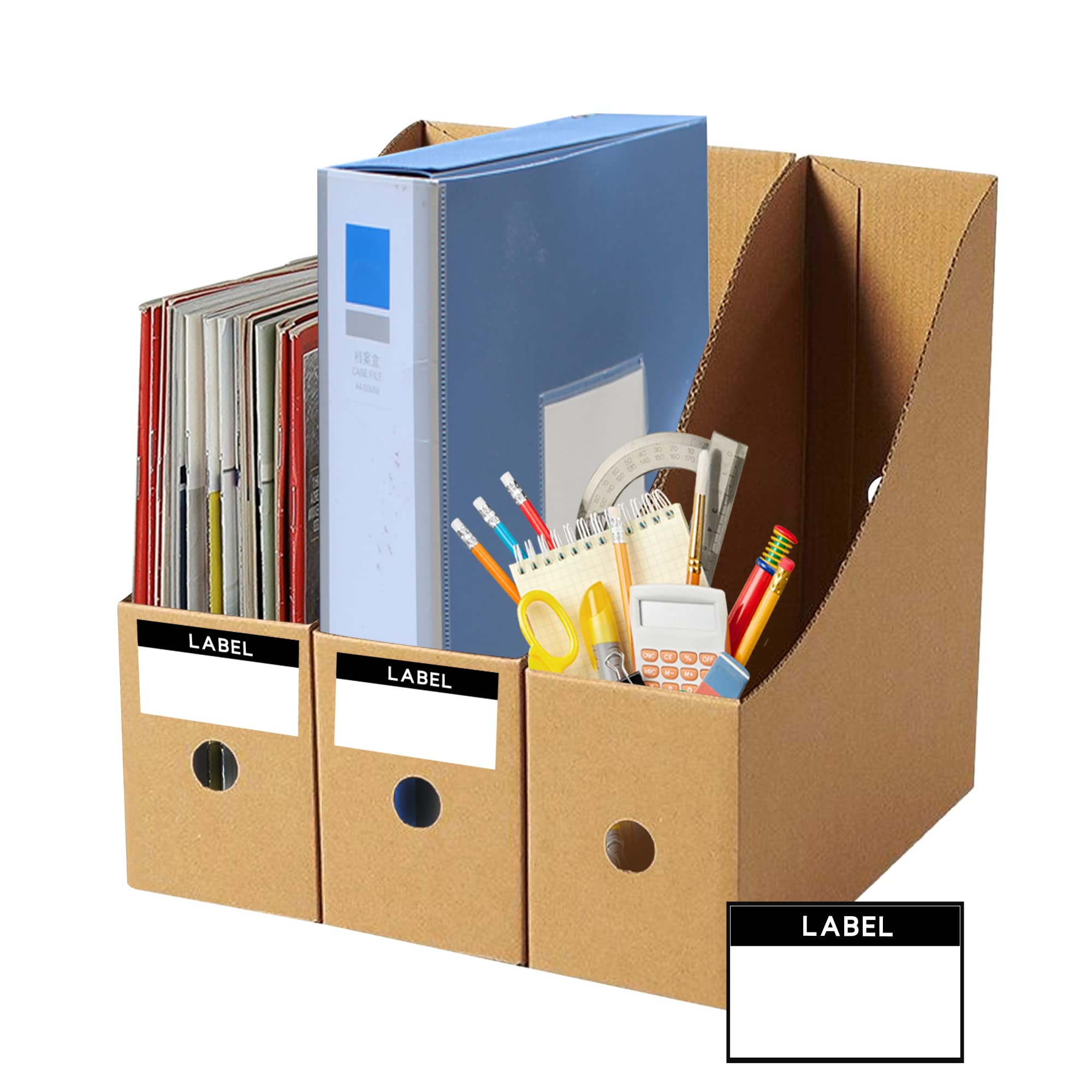 Buy 3 Pack Magazine File Holder with 3 Labels,Cardboard Magazine Holder ...