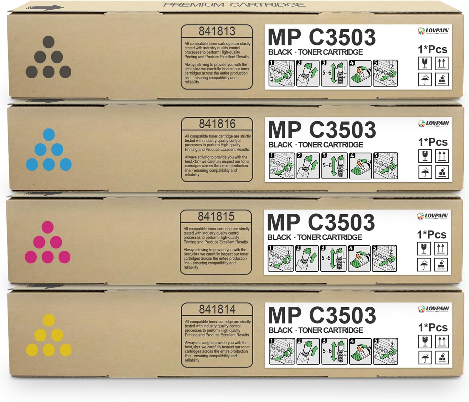 Amazon.com: MP C3503 C3003 Toner Cartridge set (4 Pack, 1BK/1C/1M/1Y ...