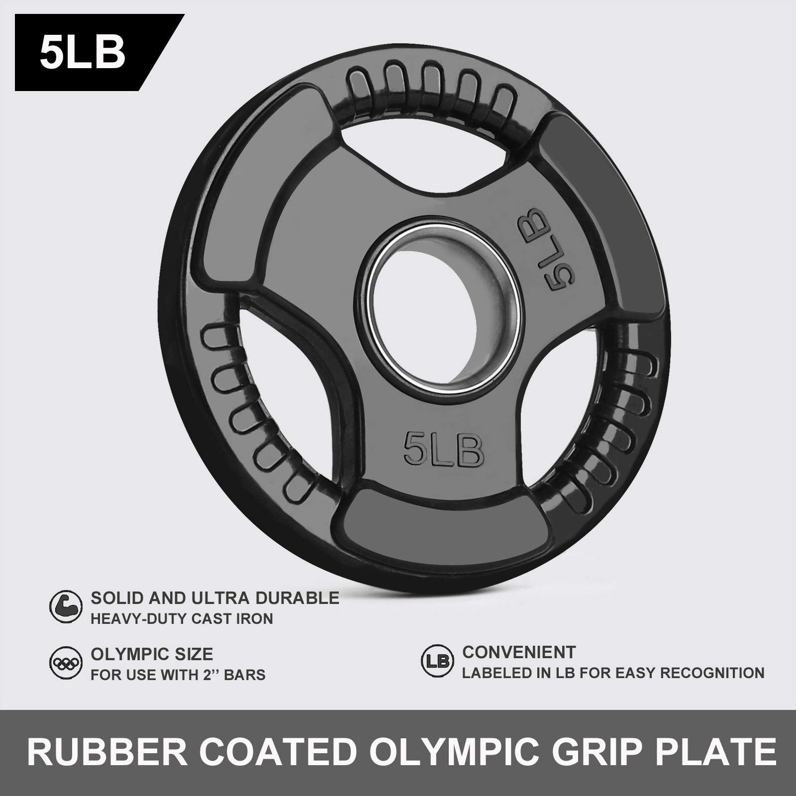 LIONSCOOL 2-Inch Rubber Coated Olympic Grip Plate in Pairs or Single ...
