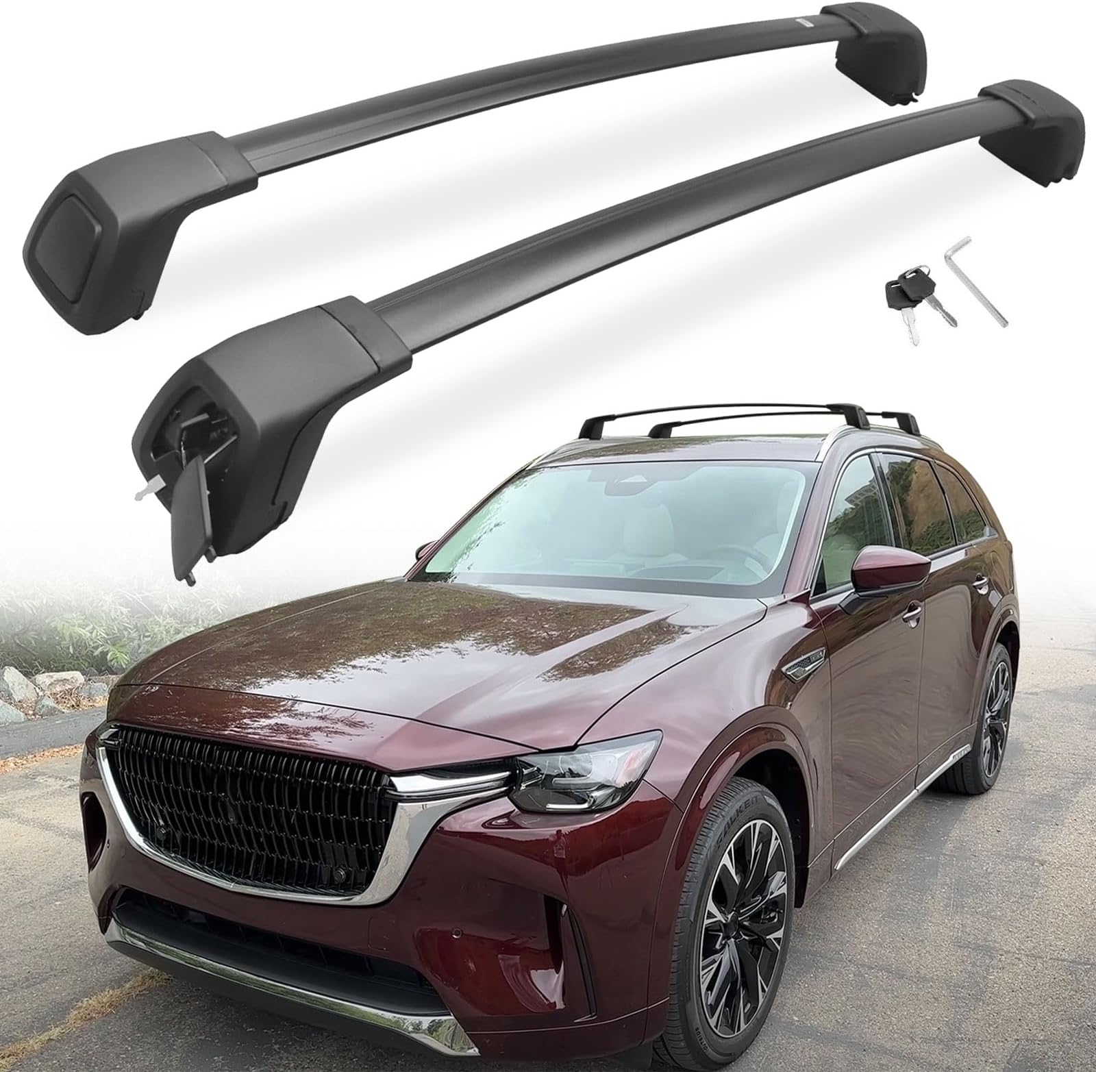 Amazon.com: Lockable Roof Rack Cross Bars Fit for Mazda CX90 CX-90 PHEV ...