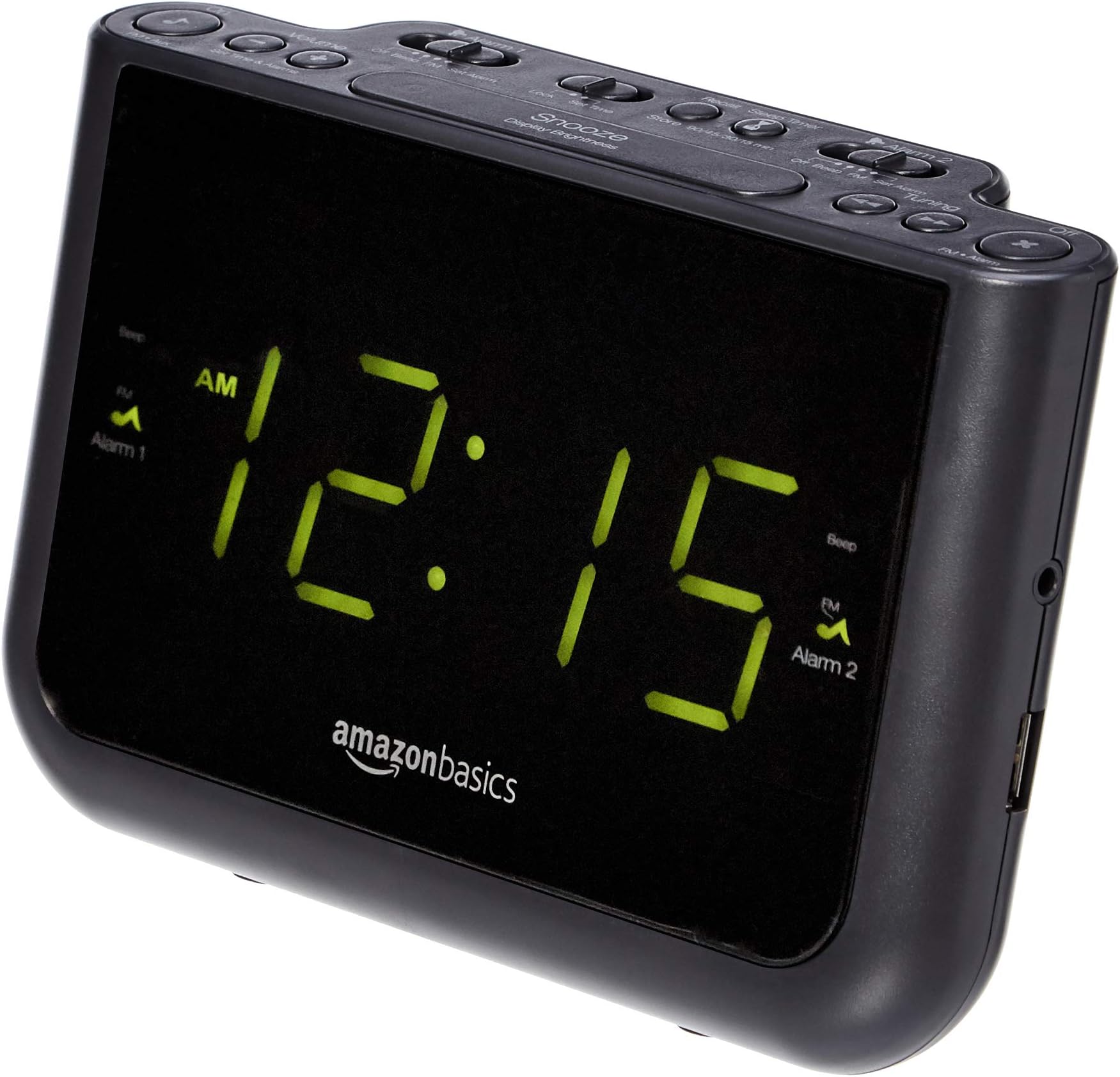 Amazon.com: Amazon Basics Digital Alarm Clock with Dual Alarm, FM Radio ...