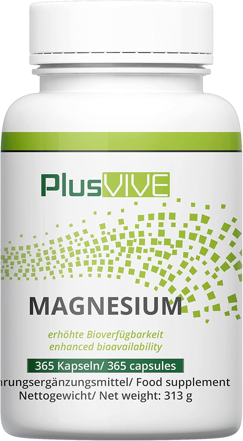 PlusVive - Magnesium 365 Kapseln hochdosiert 700mg aus Meerwasser mit ...