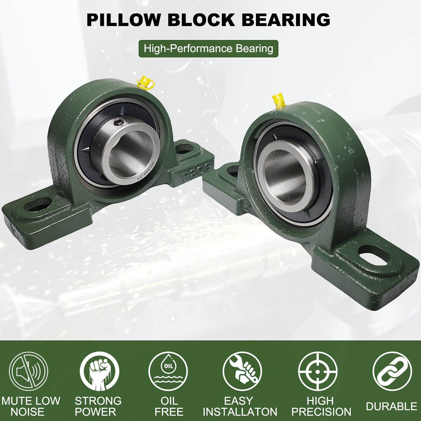 Snapklik.com : SACKORANGE 2 Pack UCP208-24 Pillow Block Bearing - 1-1/2 ...