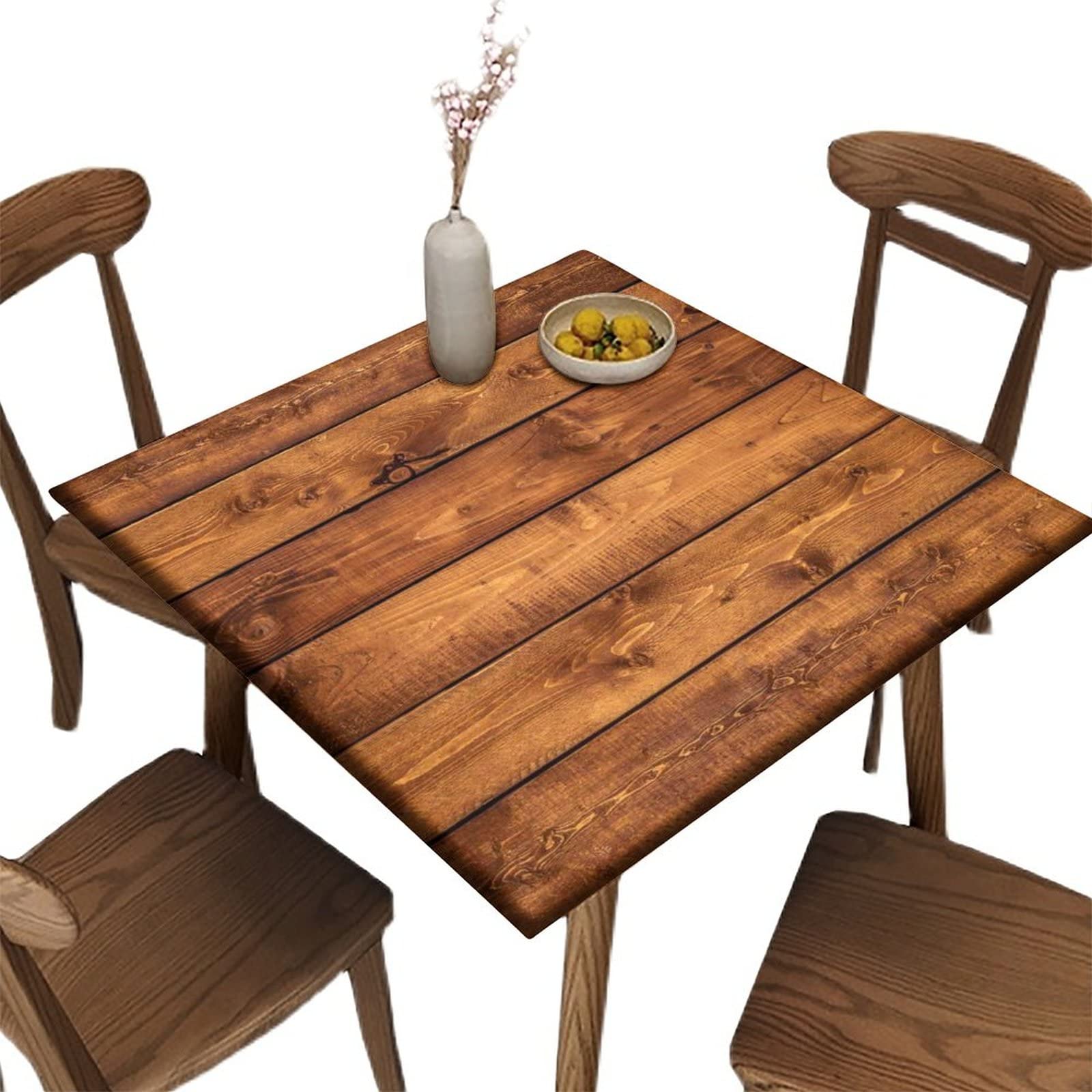 Amazon.com: Atury Wood Grain Fitted Table Cover for Square Tables 48x48 ...