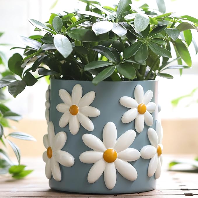Amazon.com : GUGUGO Cute Daisy Flower Pot, Decorative Plant Pots with ...