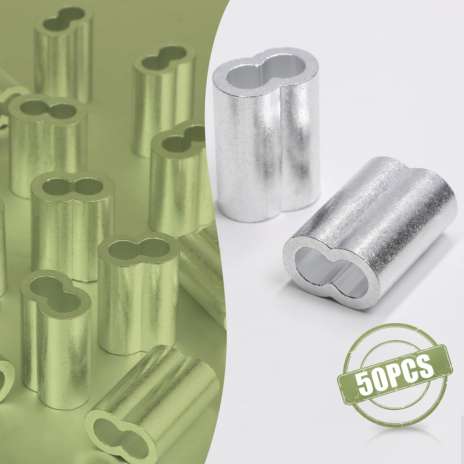 Snapklik.com : 50pcs M5 Aluminum Cable Crimps, Crimping Loop Sleeve ...