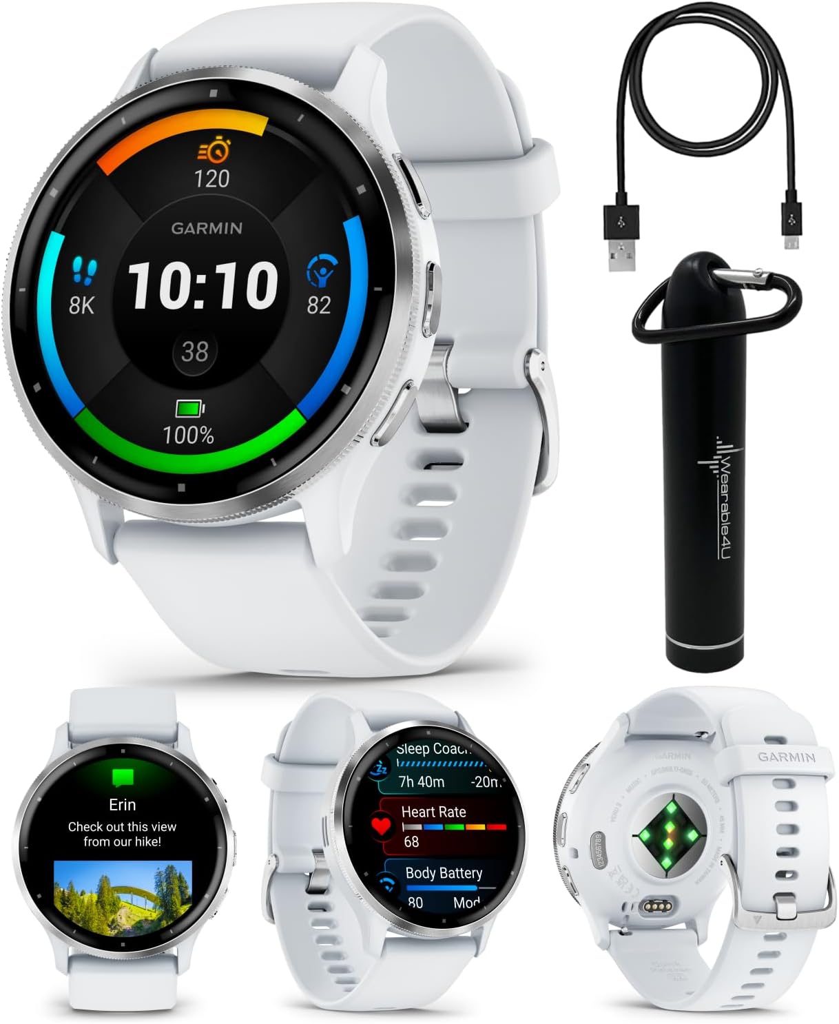 Amazon.com: Wearable4U Garmin Venu 3: Silver Stainless Steel 45 mm ...