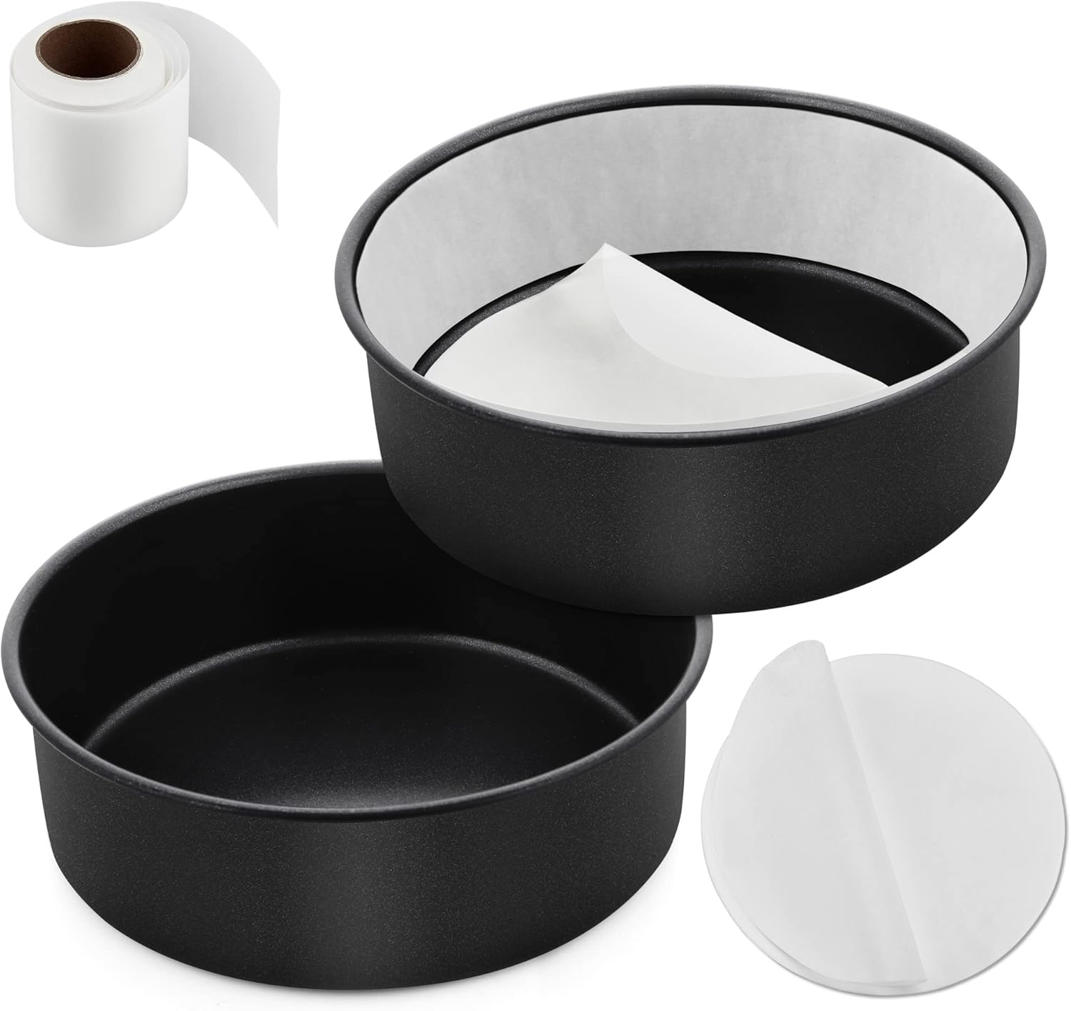 E-far 6 Inch Cake Pans Set of 2, Nonstick Stainless Steel Small Round ...