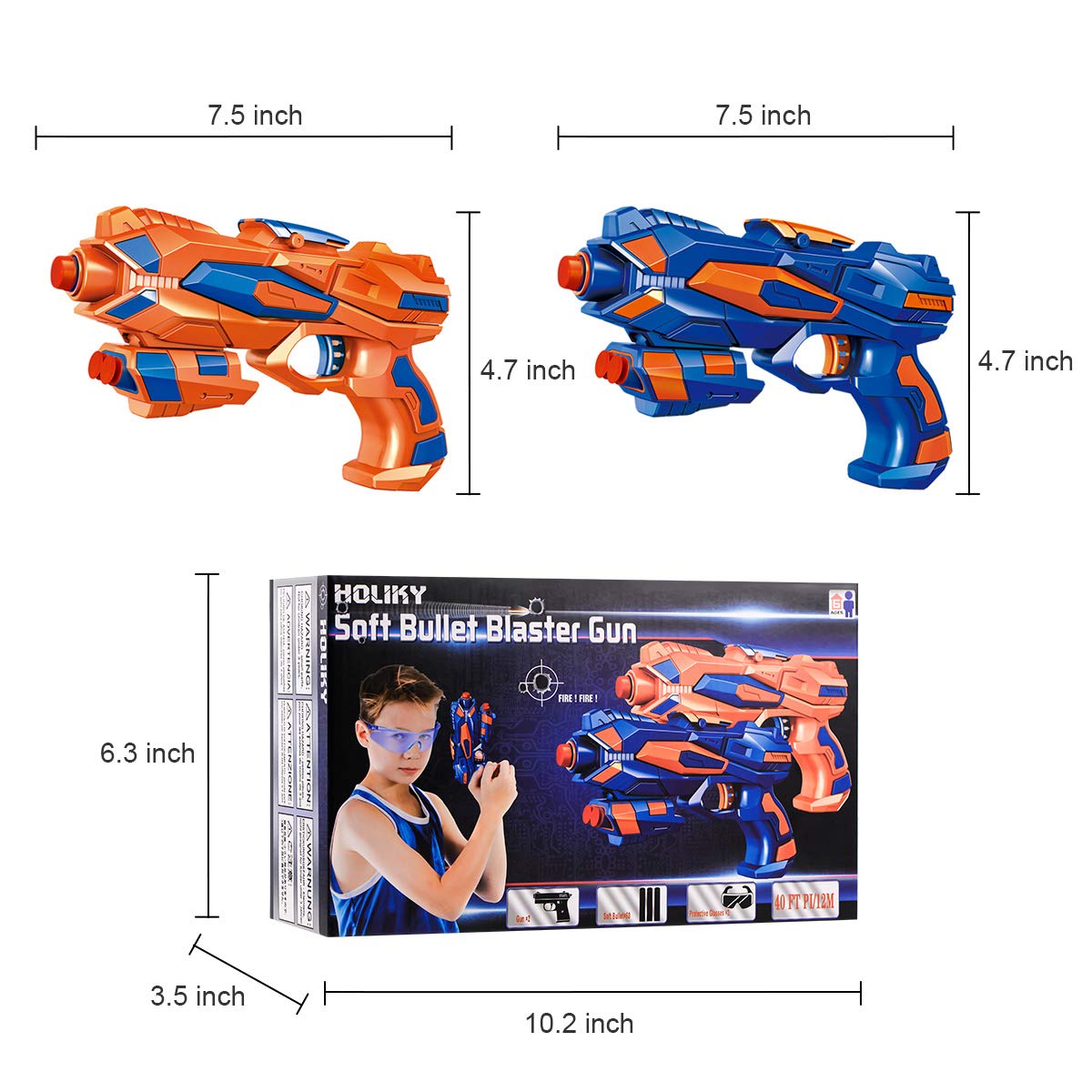 Buy Holiky 2 Pack Blaster Toy Guns for Boys for Nerf Guns Bullets, Foam ...
