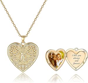 Amazon.com: Eejek Personalized Heart Locket Necklace with Initial Heart ...