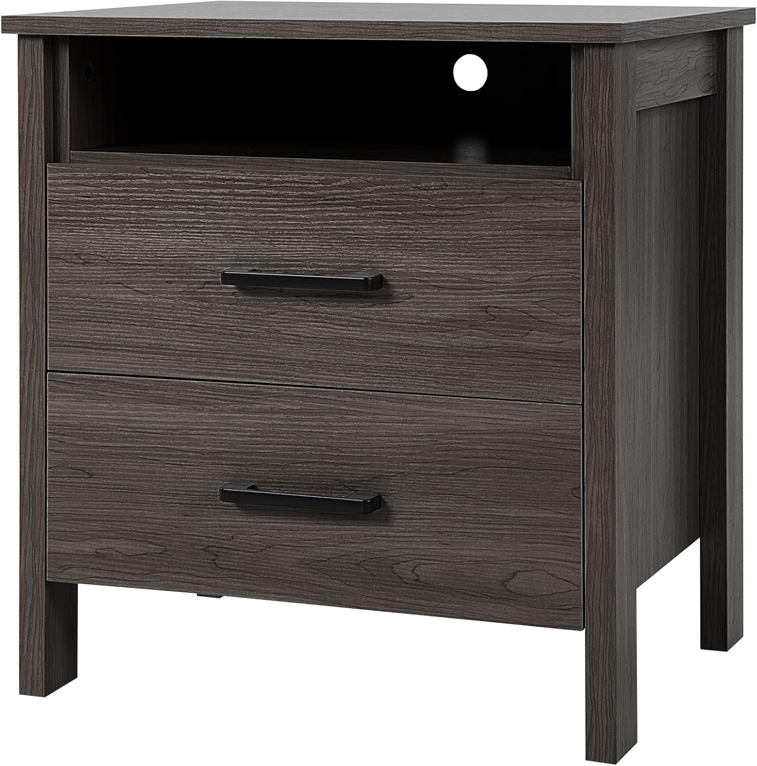 COSTWAY Bedside Table, Wooden Nightstand Sofa Side End Table with 2 ...