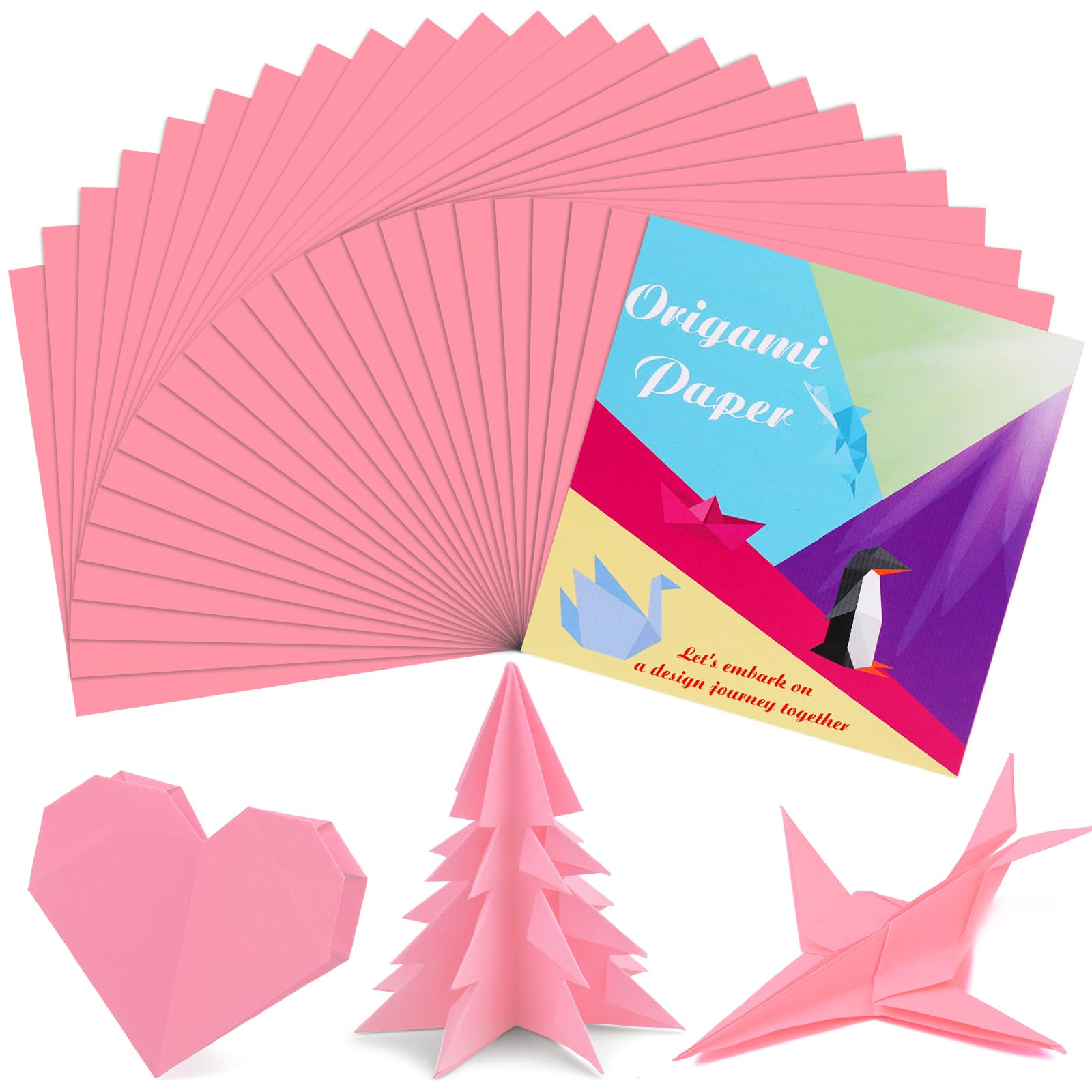 Snapklik.com : Origami Paper,200 Sheets Pink Double Sided Origami Paper ...