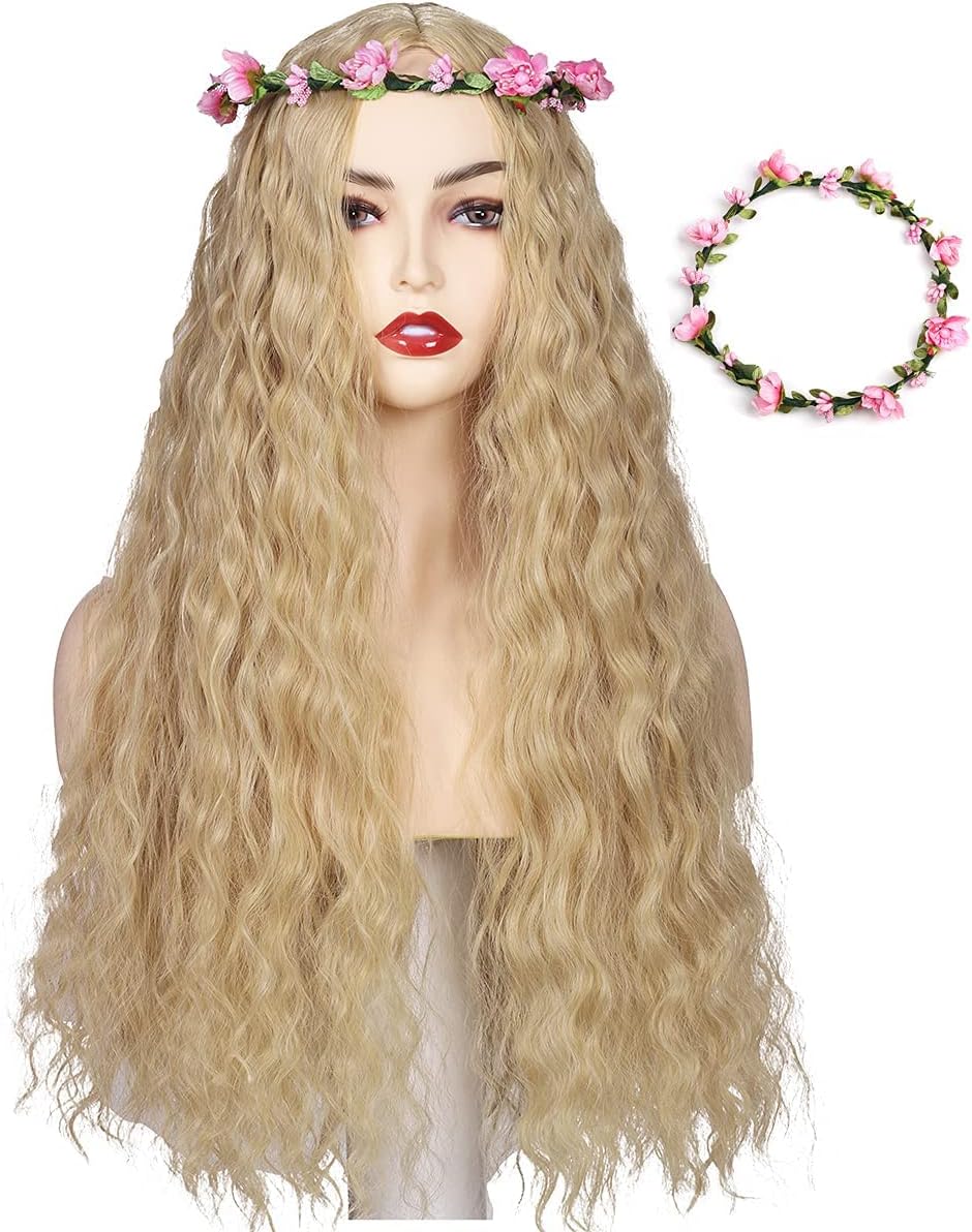 Amazon.com: Linfairy Long Afro Curly Wig Halloween Cosplay Costume Wig ...