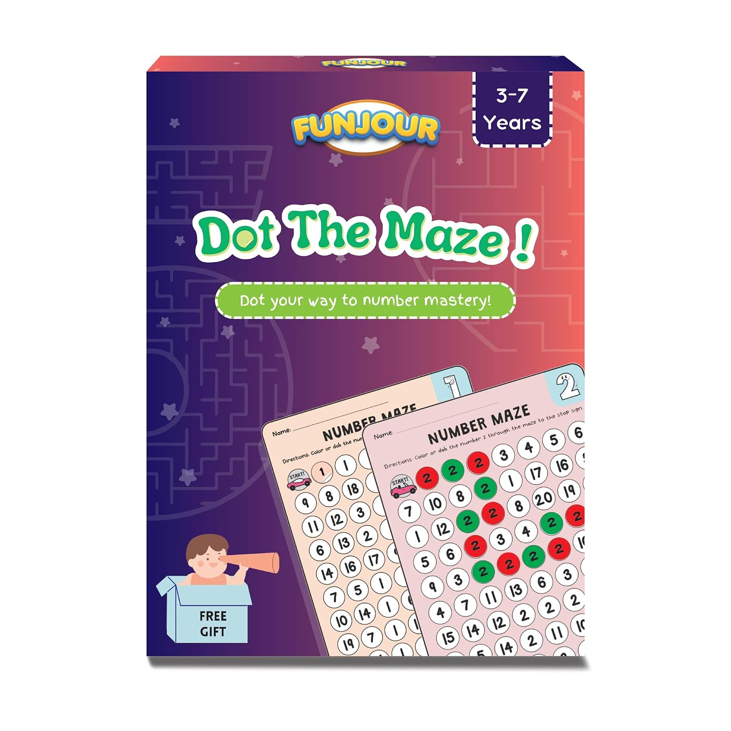 FUNJOUR Dot The Maze Number, Learn Number Through Maze, Stickering ...