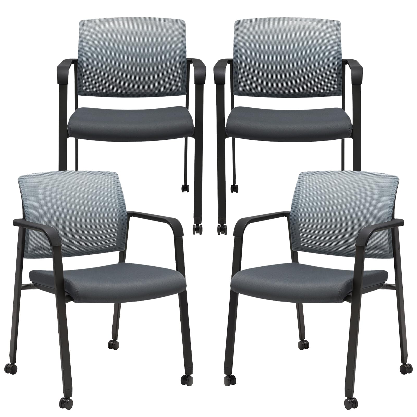 Amazon.com: CLATINA Mesh Back Stacking Arm Chairs with Upholstered ...