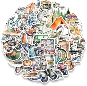 Amazon.com: 50PCS Camping Aesthetics Stickers for Water Bottles,Outdoor ...