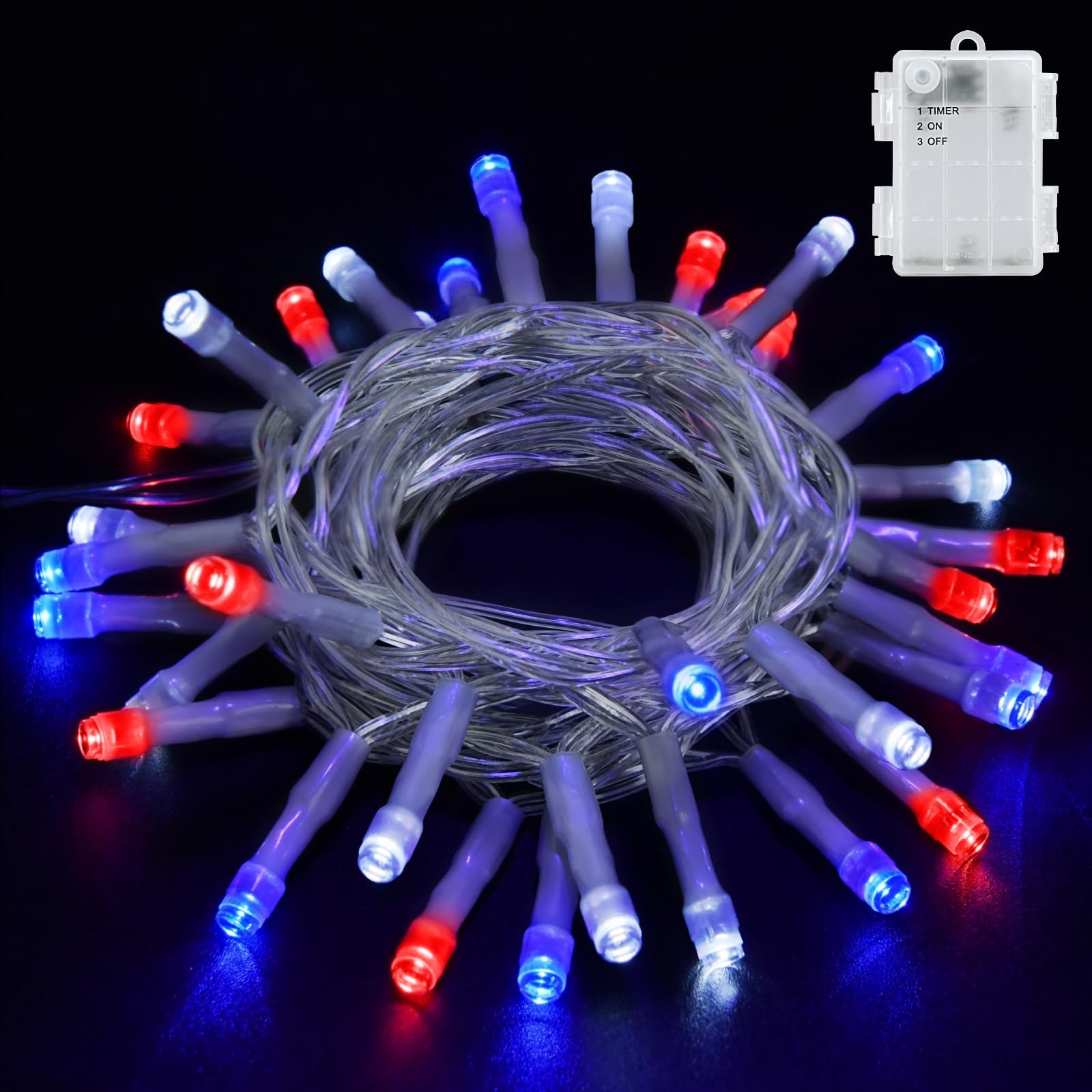 Amazon.com: Lights4fun, Inc. 6ft 4th of July Red White and Blue Star ...
