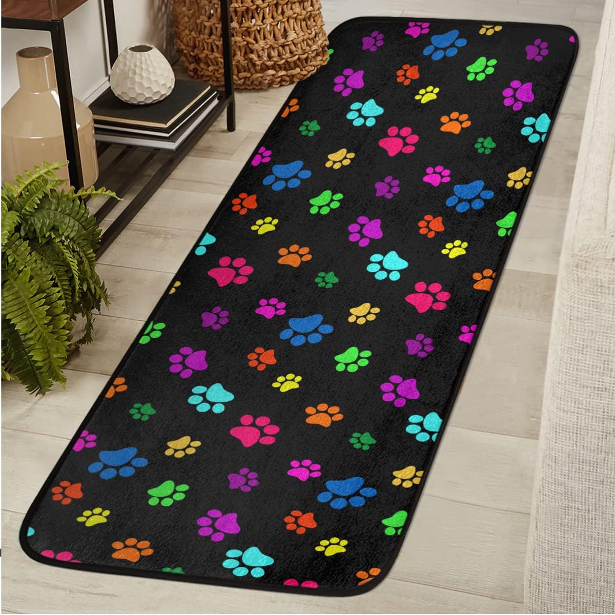 Amazon.com: FZDXZJJ Colorful Dog Paw Print Runner Rug 2 x 6ft,Rainbow ...