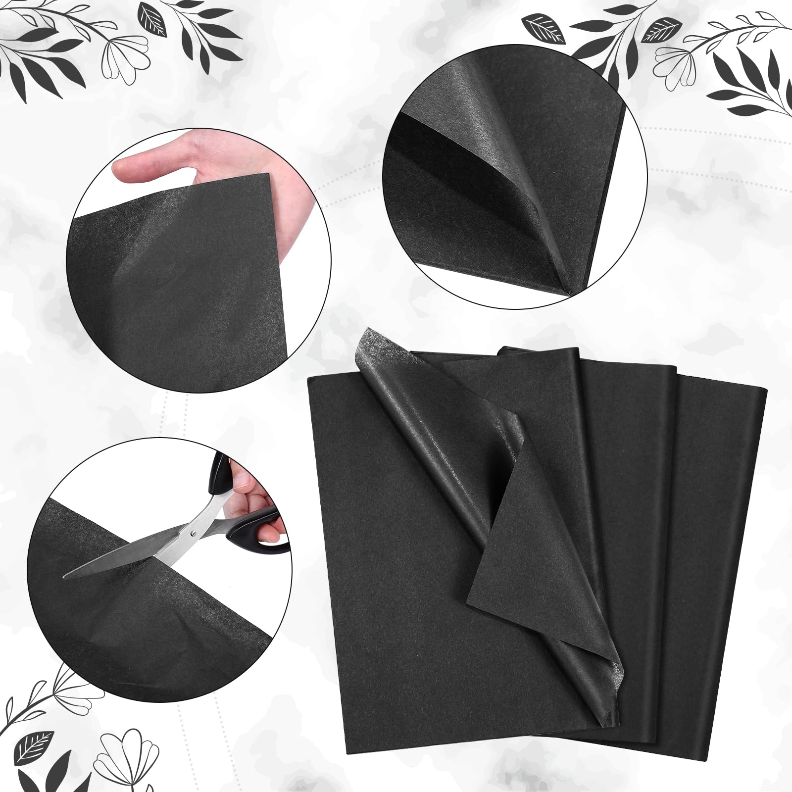 Snapklik.com : Naler 60 Sheets Black Tissue Paper Black Gift Wrapping ...