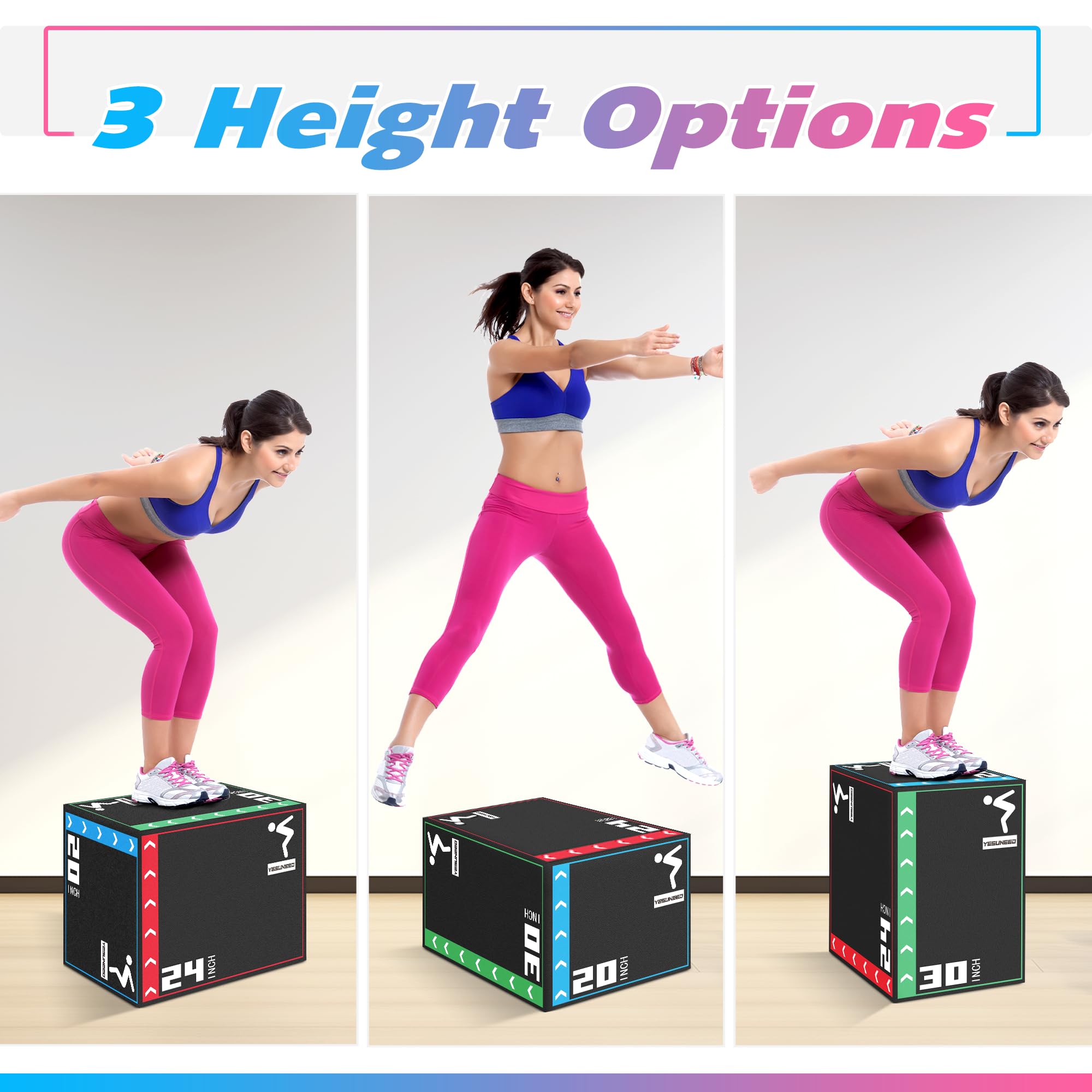 Snapklik.com : Jumping Plyo Box 3 In 1 Foam Plyometric Box Heavy Duty ...