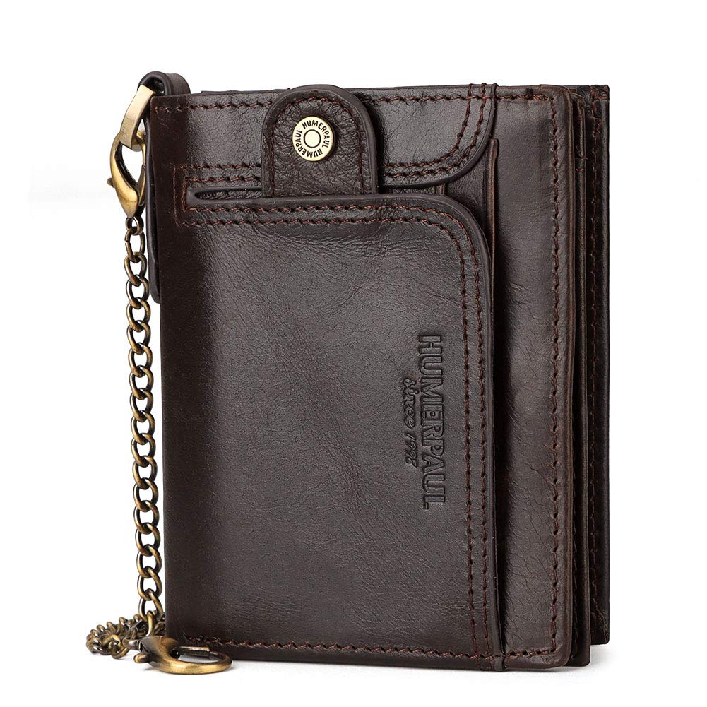 Amazon.com: gzcz Mens Wallets with Chain Genuine Leather Bifold Wallet ...