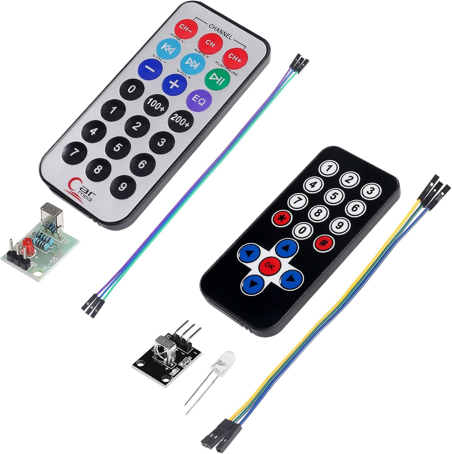 Amazon.co.jp: Alinan 赤外線赤外線リモコンセンサーモジュールキット 17キー+21キーコントローラーとレシーバー ...