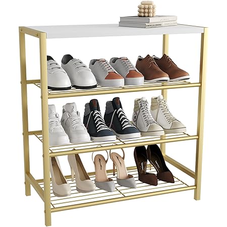 HOME BI Industrial Shoe Rack, 4-Tier Metal Shoe Storage Organizer, Shoe ...