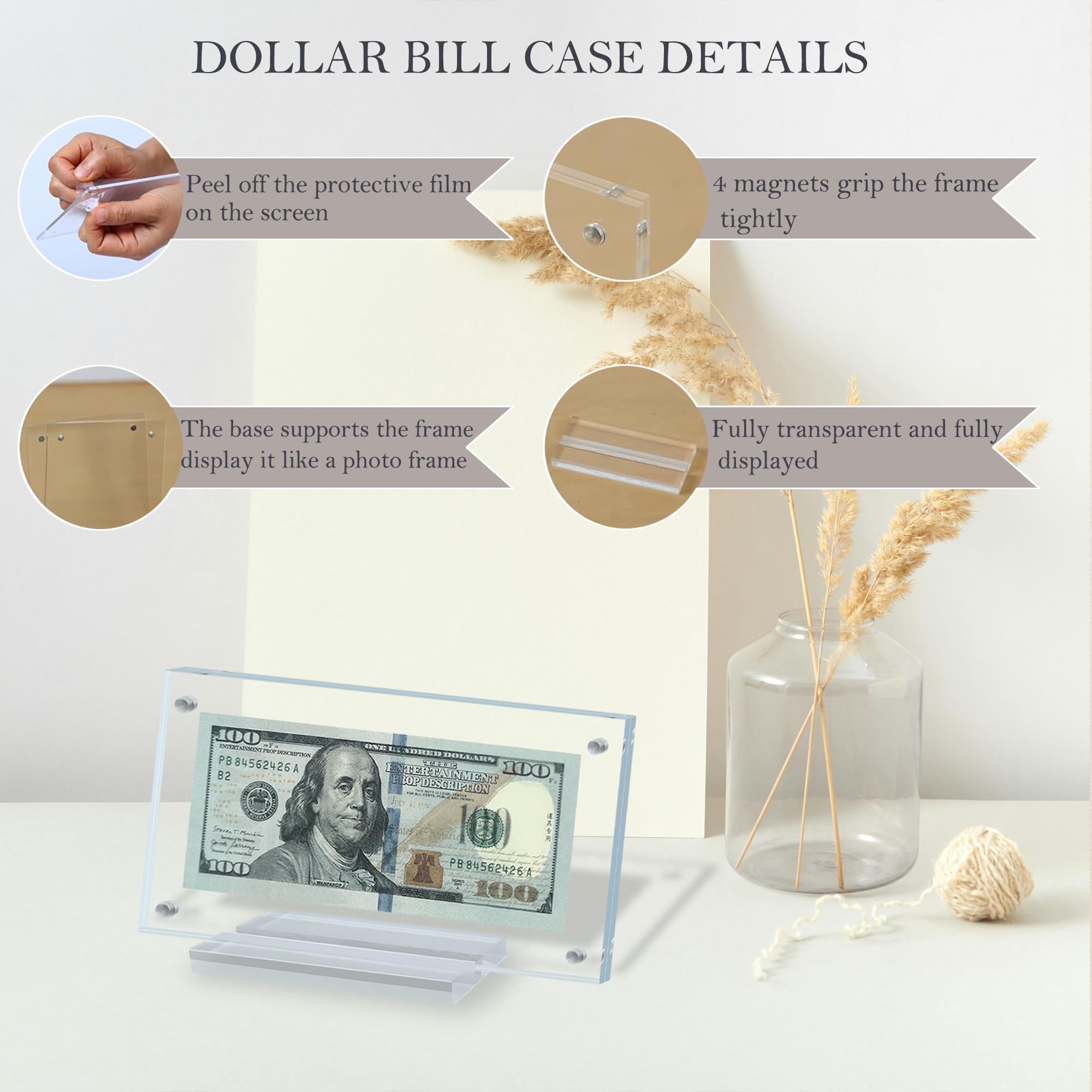 Snapklik.com : Dollar Bill Frame Display Acrylic Dollar Bill Holder For ...