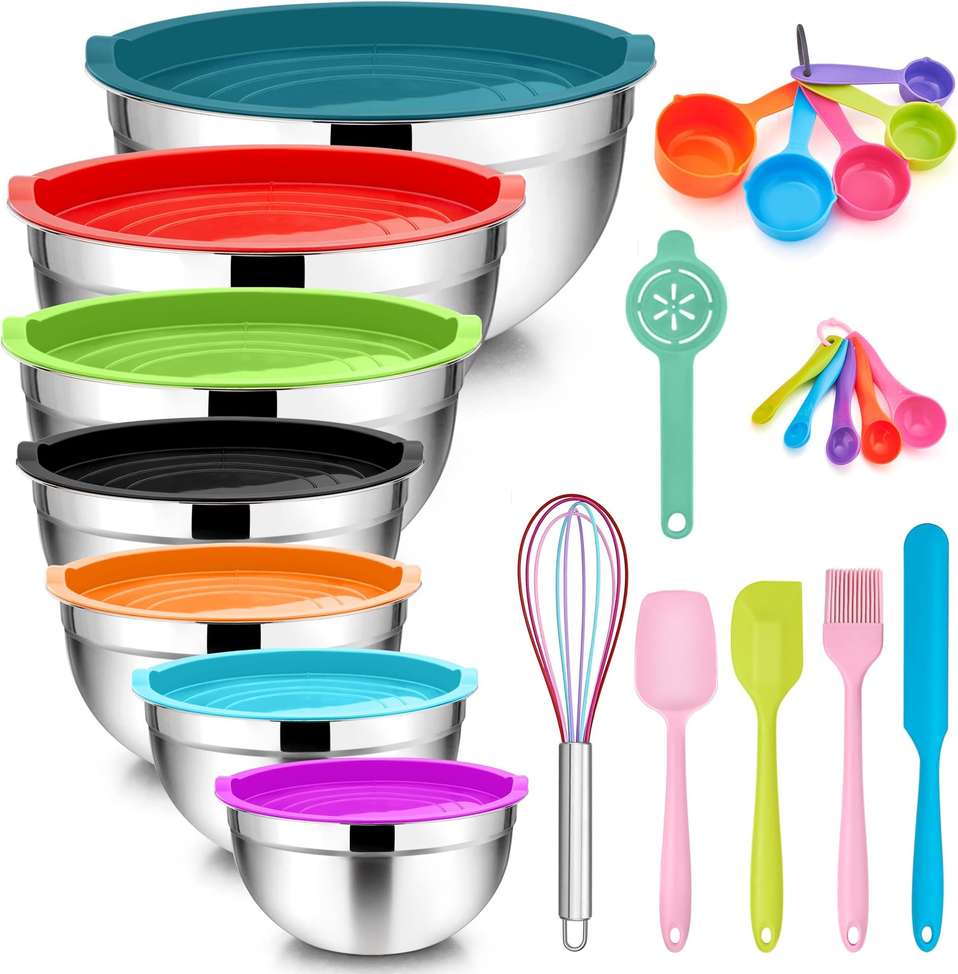 Amazon.com: 5 Pcs Stainless Steel Bowls Set Bowls for Kitchen Mixing ...