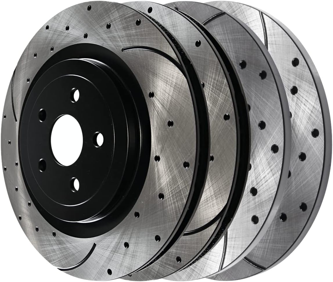 Amazon.com: AutoShack Set of 4 Front and Rear Drilled and Slotted Brake ...