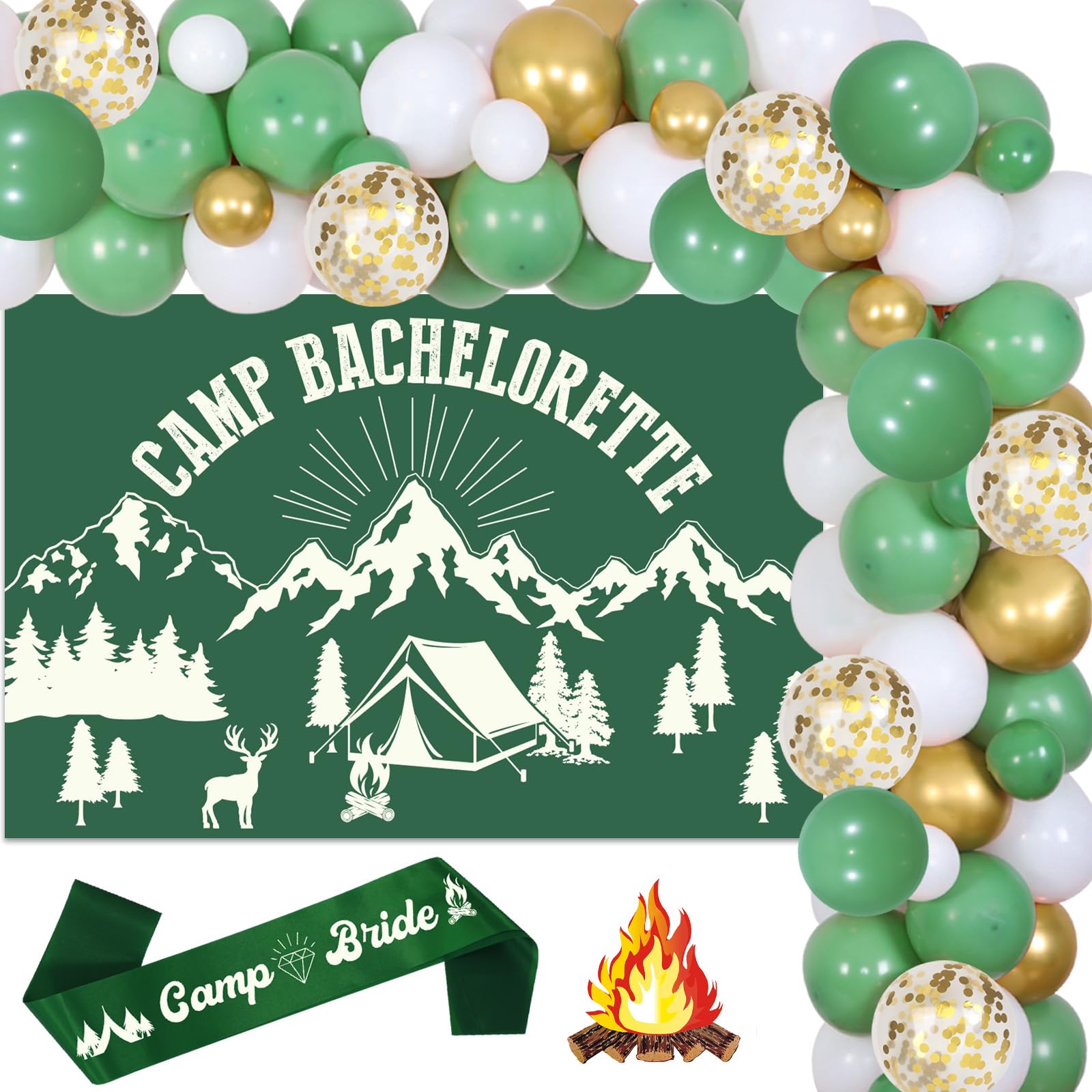 Amazon.com: Camping Bachelorette Party Decorations, Retro Sage Green ...