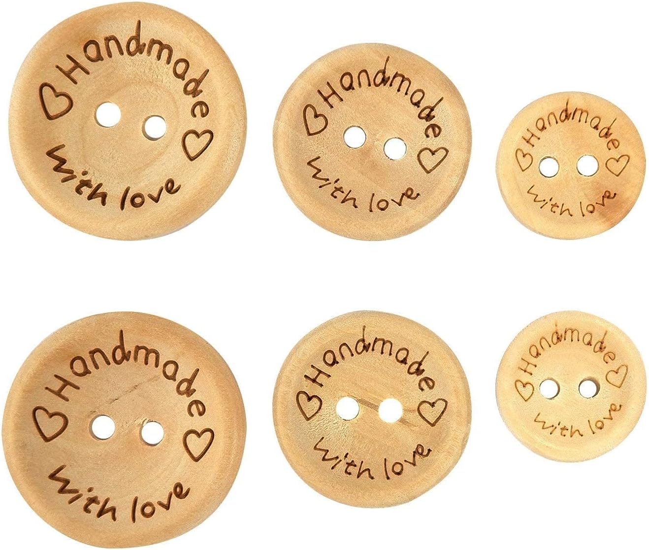 Amazon.com: Yunjia 100pcs Natural Wooden Handmade with Love Round ...
