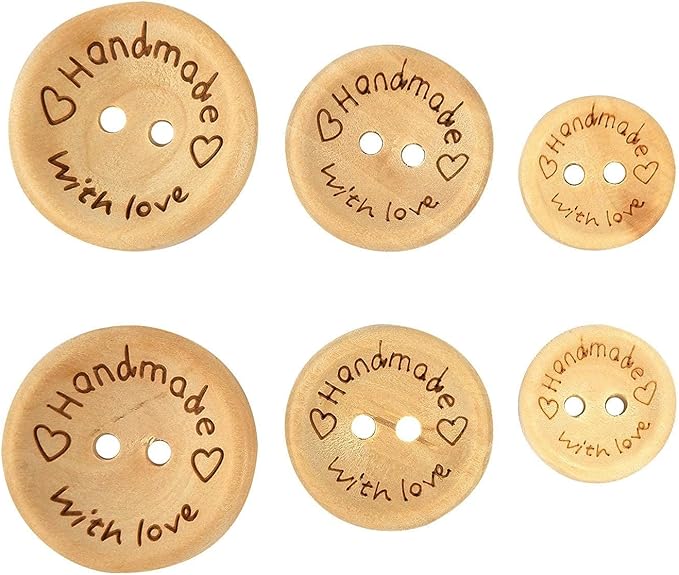 Amazon.com: Handmade with Love Buttons - 150 Pcs Round Wooden Craft ...