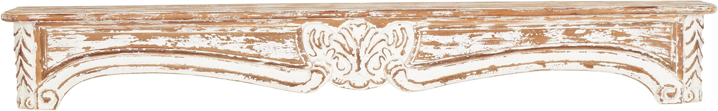 Amazon.com: Deco 79 Wood Scroll Room Wall Shelf Distressed 1 Shelf ...