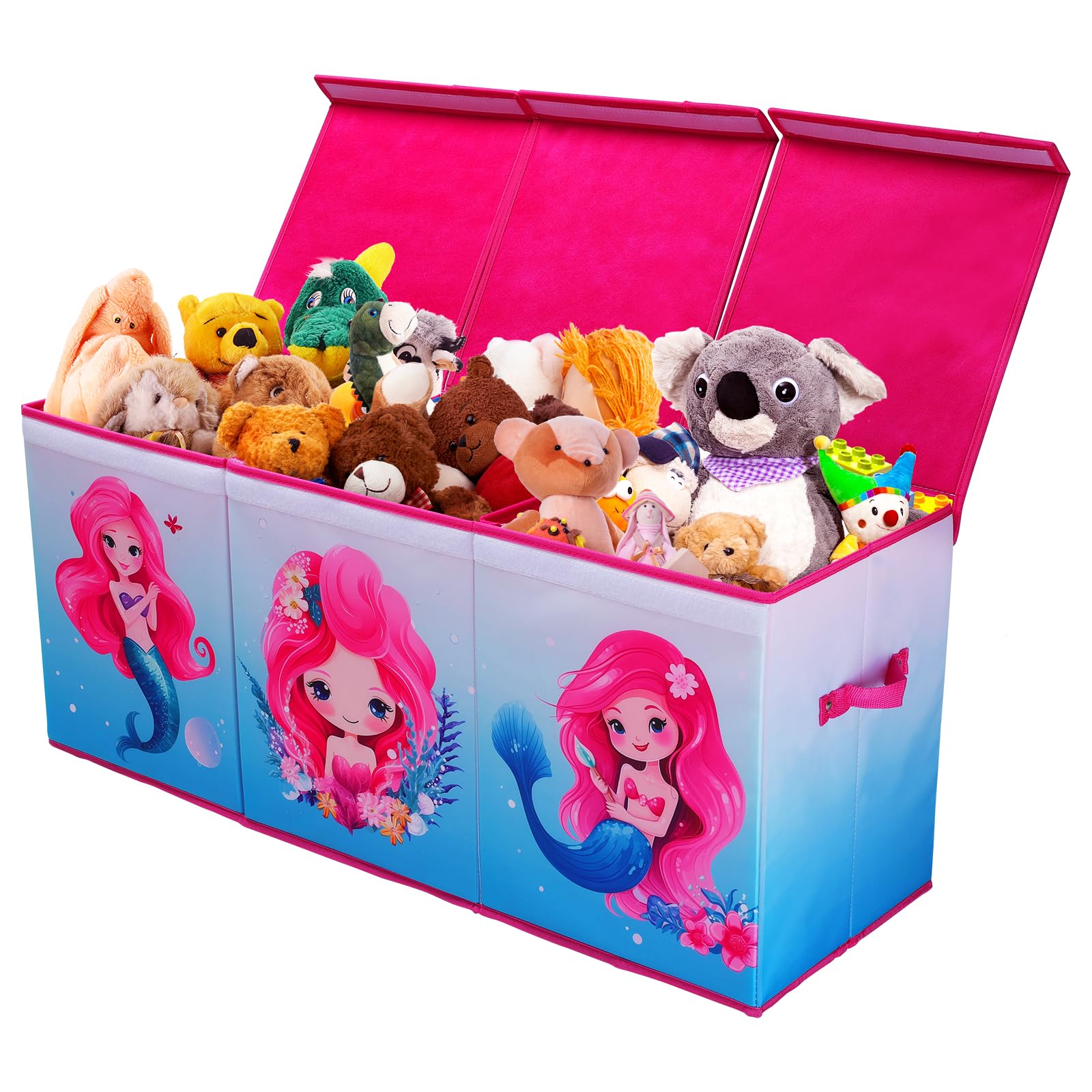 Decalsweet Mermaid Extra Large Kids Toy Storage Box with Lid,Foldable ...