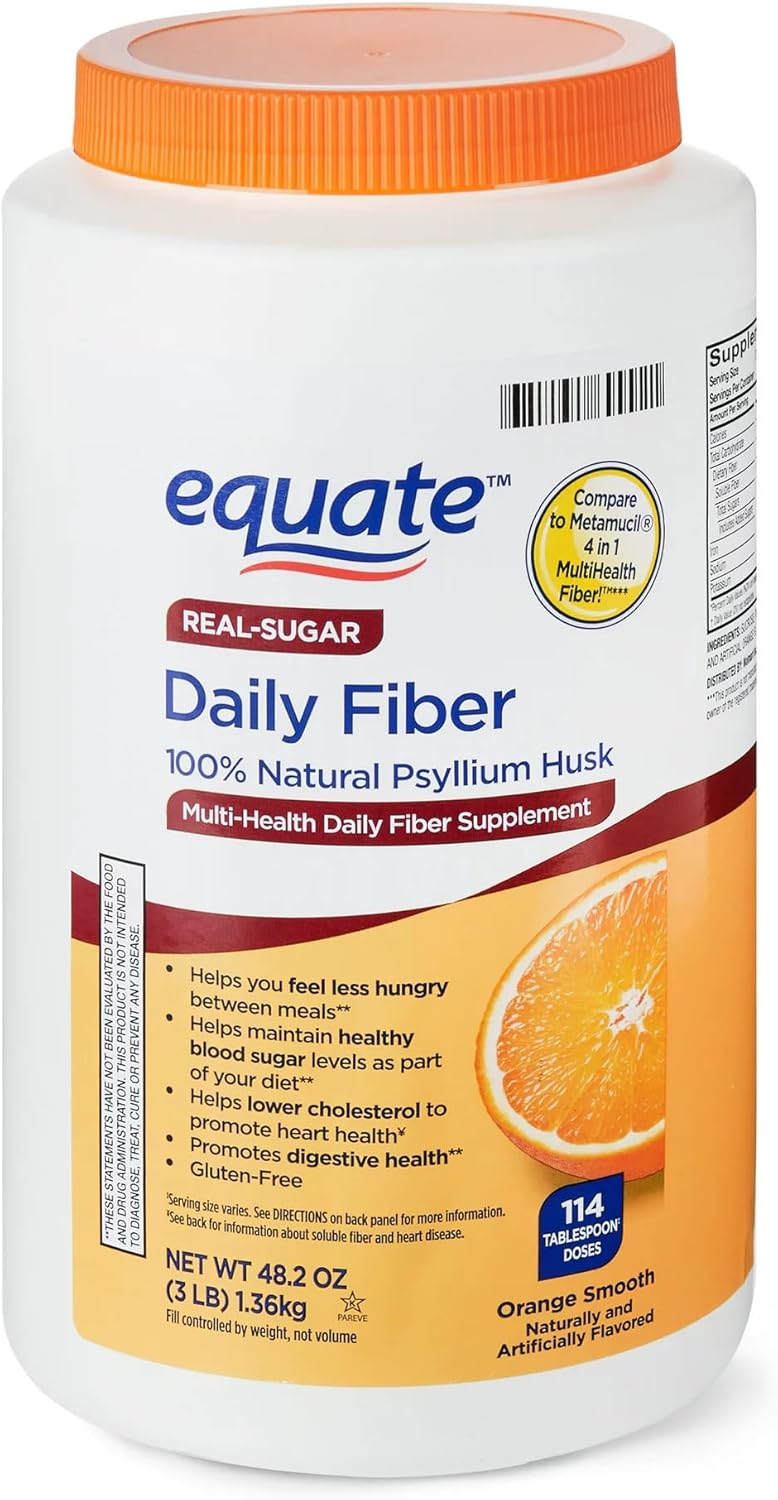 Equate Orange Flavor Fiber Therapy Fiber Laxative/Fiber Supplement, 48. ...