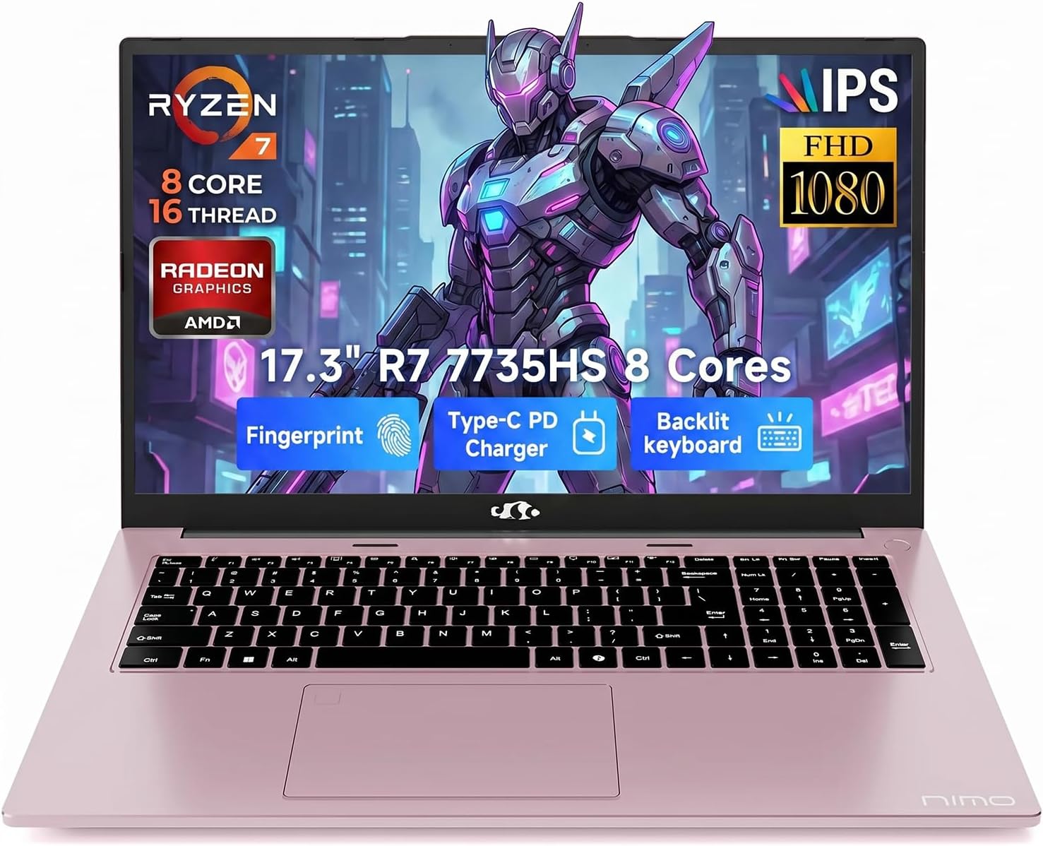 Amazon.com: NIMO 17.3" Gaming Laptop, AMD Ryzen 7 7735HS 8 Cores, 32GB ...