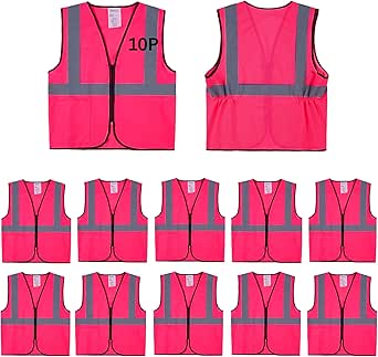 Lavori-AK Pink Safety Vests 10 Pack - Reflective High Visibility ...