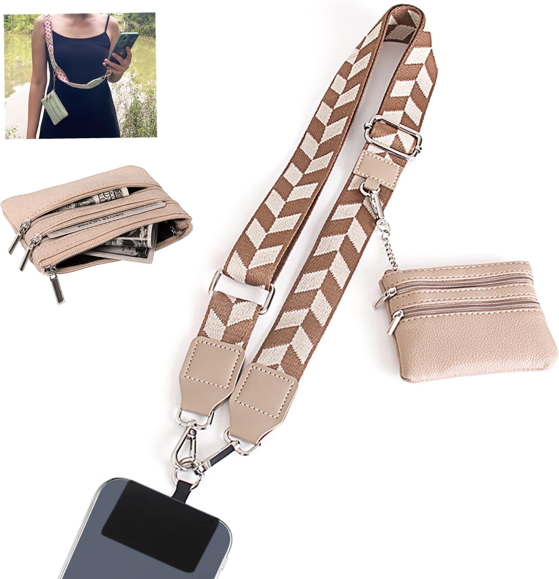 Amazon.com: SCINYMC Clip and Go Crossbody Phone Strap with Wallet ...