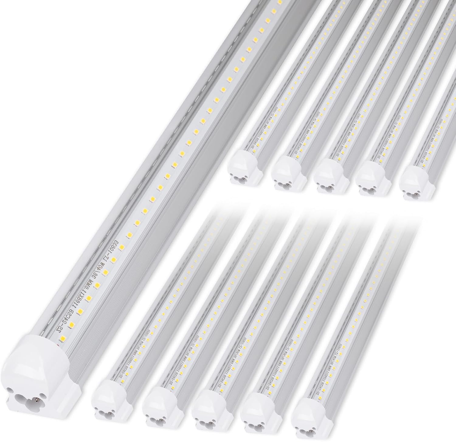 Zi-ZOHNSON 10 Pack 8FT LED Shop Lights, 72W T8 Integrated LED Tube ...