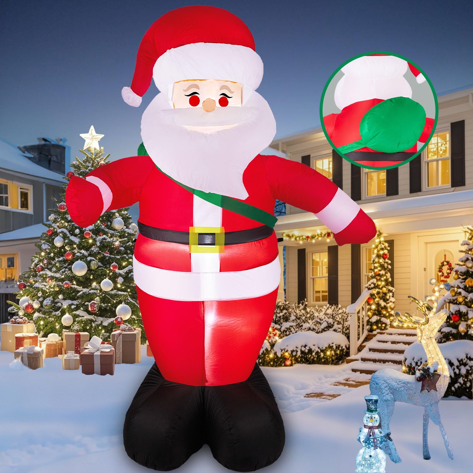 Amazon.com: VYBEWAVE 8 FT Christmas Inflatables Santa Claus Outdoor ...