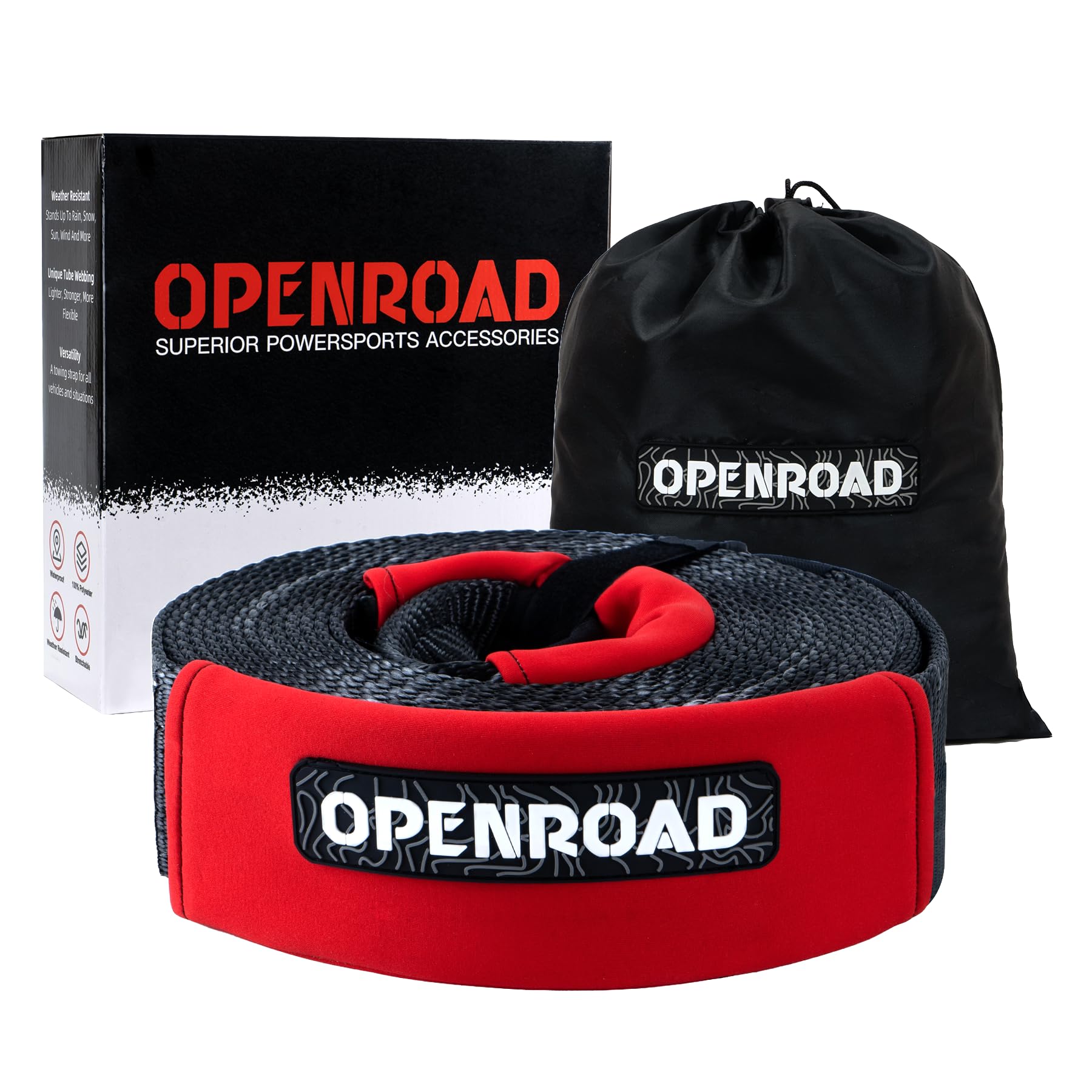 Snapklik.com : 3x30ft Tow Strap Set,3 Inch Red Recovery Towing Strap ...