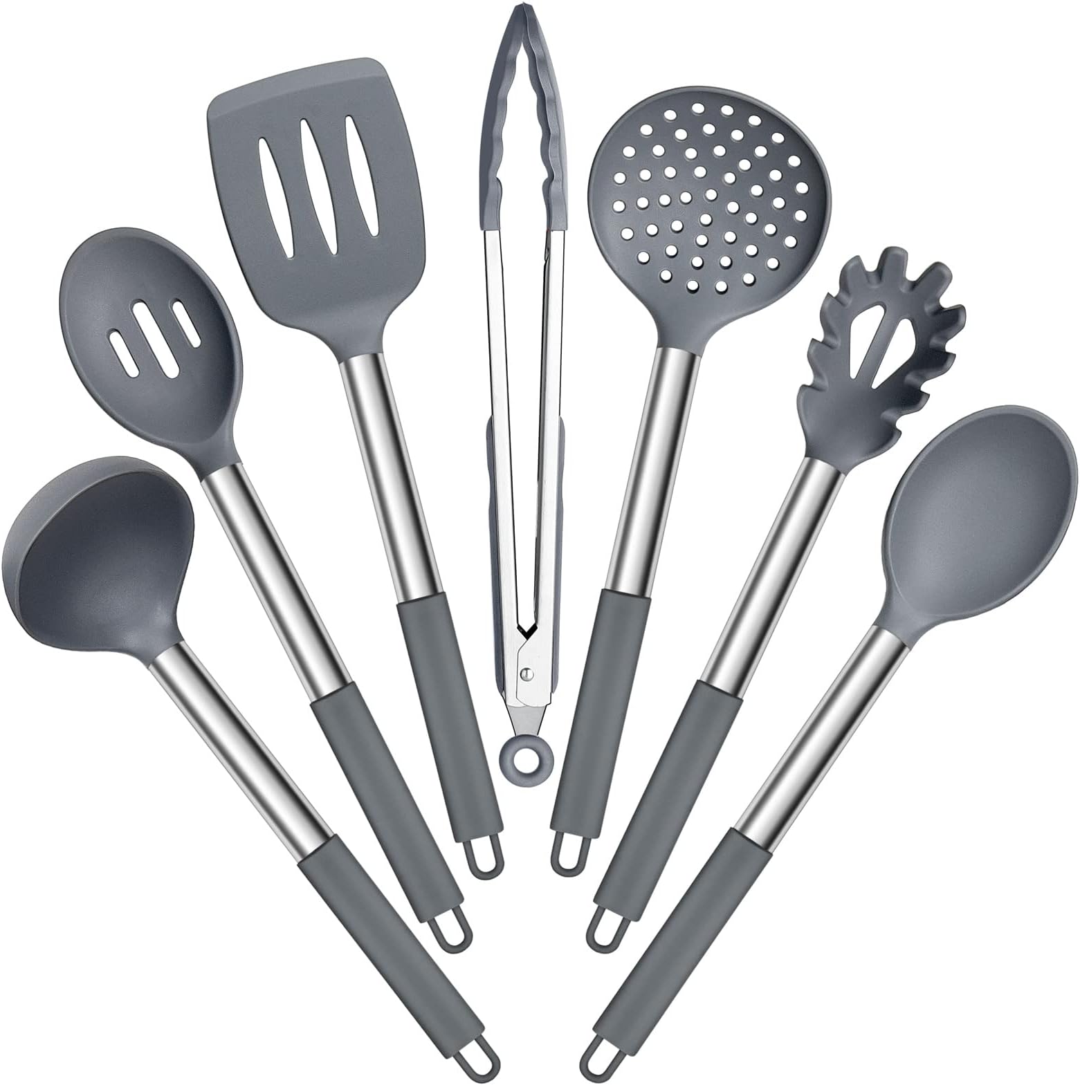 Amazon.com: Grey Kitchen Cooking Utensils Set of 10, P&P CHEF Heat ...