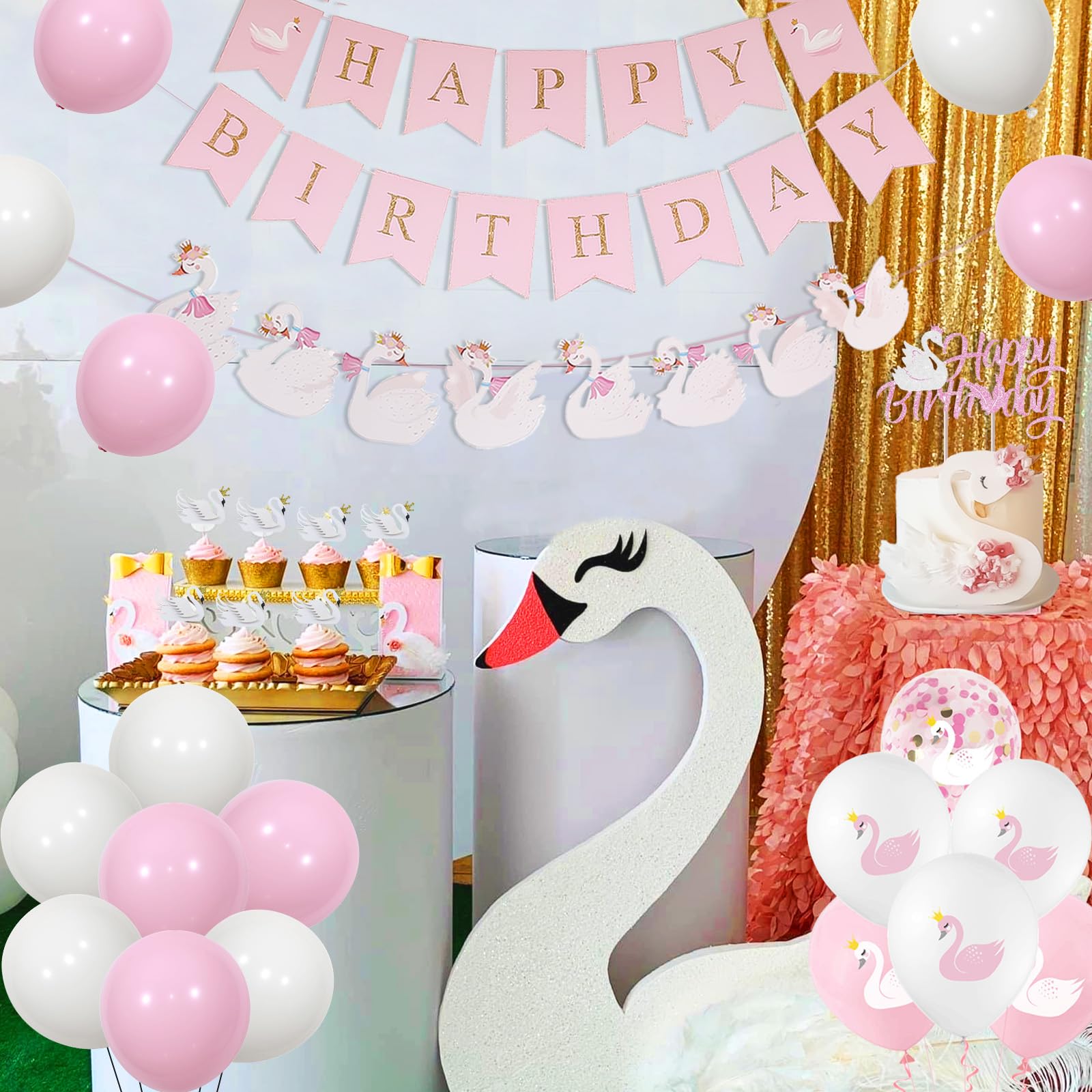 Swan Decorations For A Party Wooden 3D Swan Princess Decorations