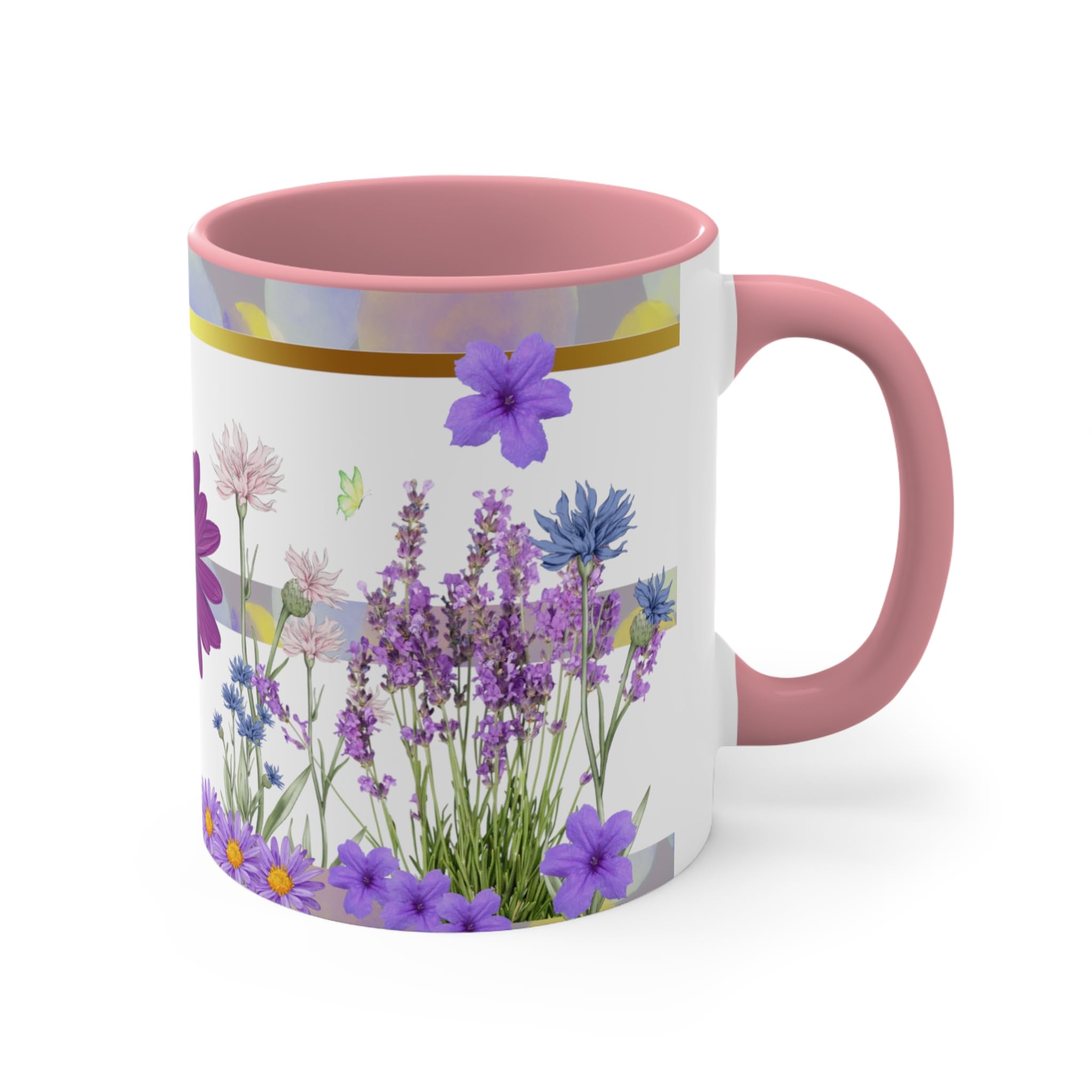 11oz & 15oz Lavender Wildflower Mug, Watercolor Flowers, Butterfly ...