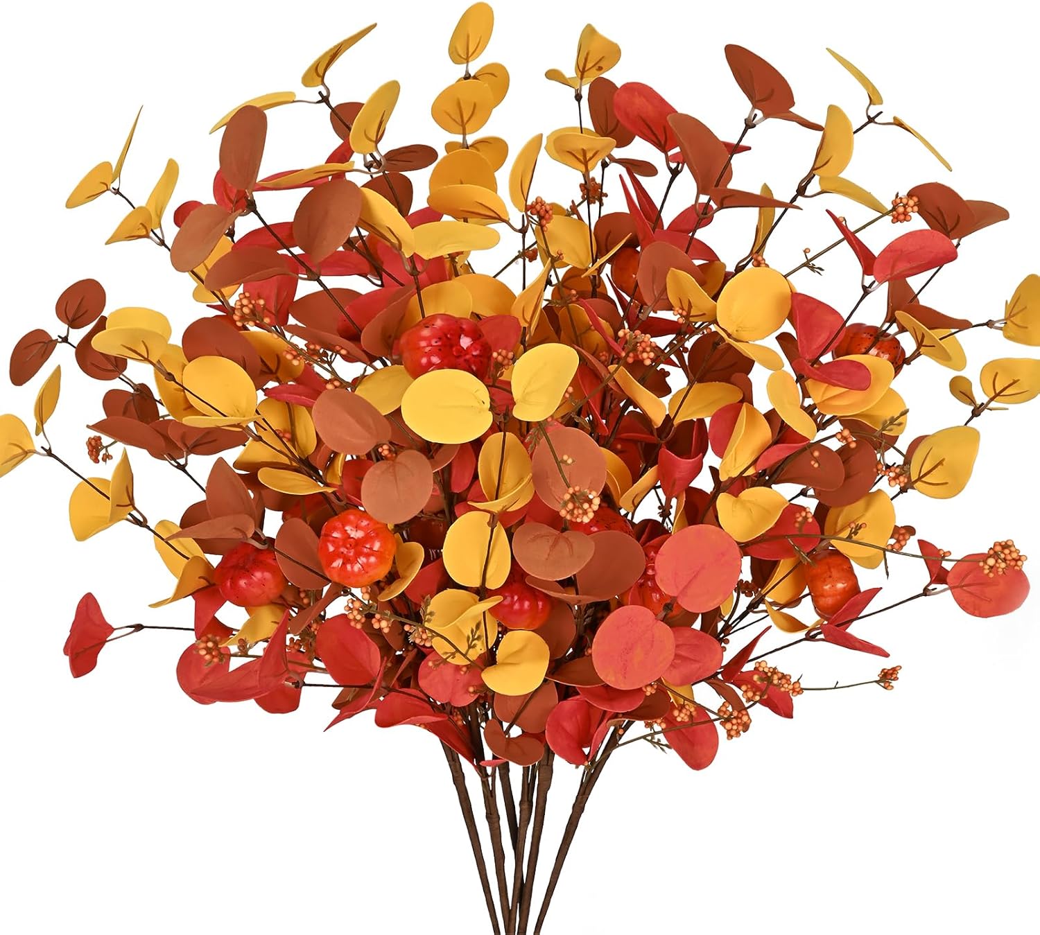 Amazon.com: BLEUM CADE 6Pcs Fall Eucalyptus Stems, Faux Fall Leaves ...