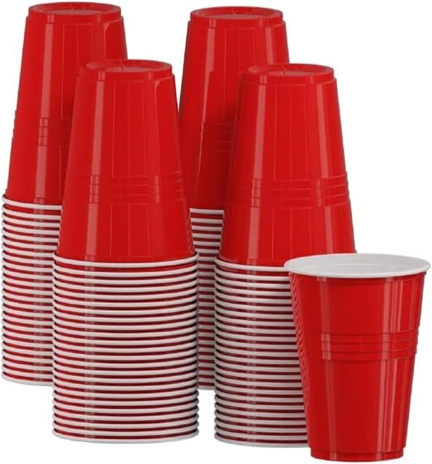 Super Sturdy 50 Pcs (12 oz) Red Plastic Cups Recyclable with 12 Ping ...
